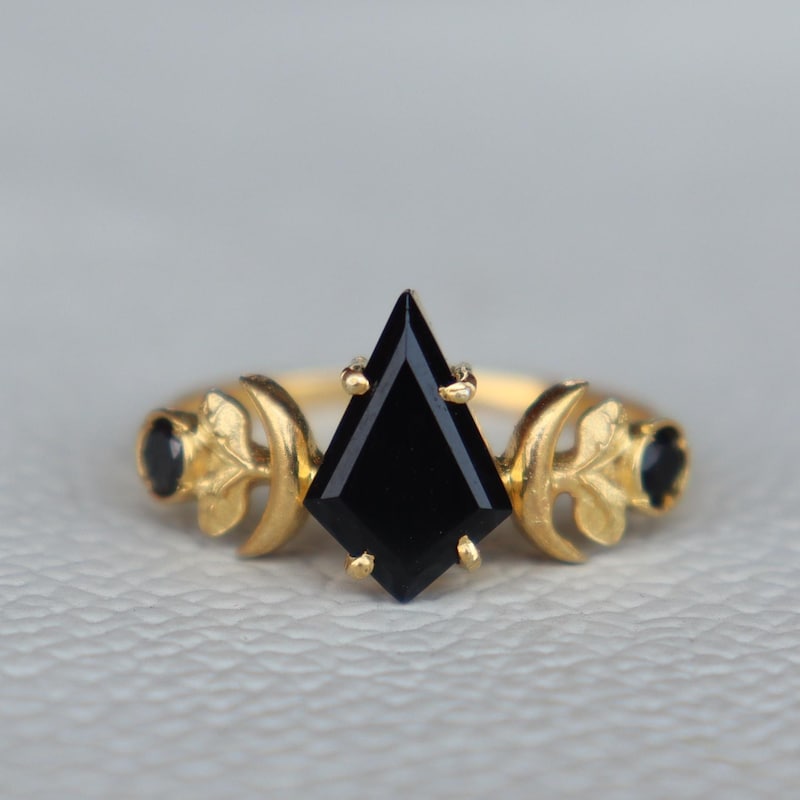 Black Onyx Half Moon Ring - Etsy