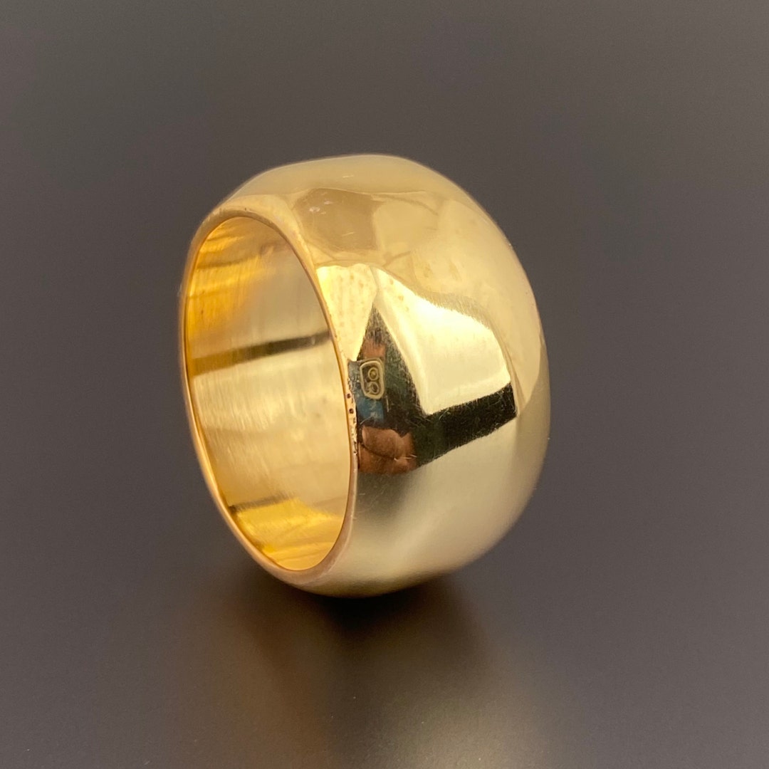 Gold Cigar Minimalist Band Ring 14k Cigar Band Ring Wide Band Gold ...