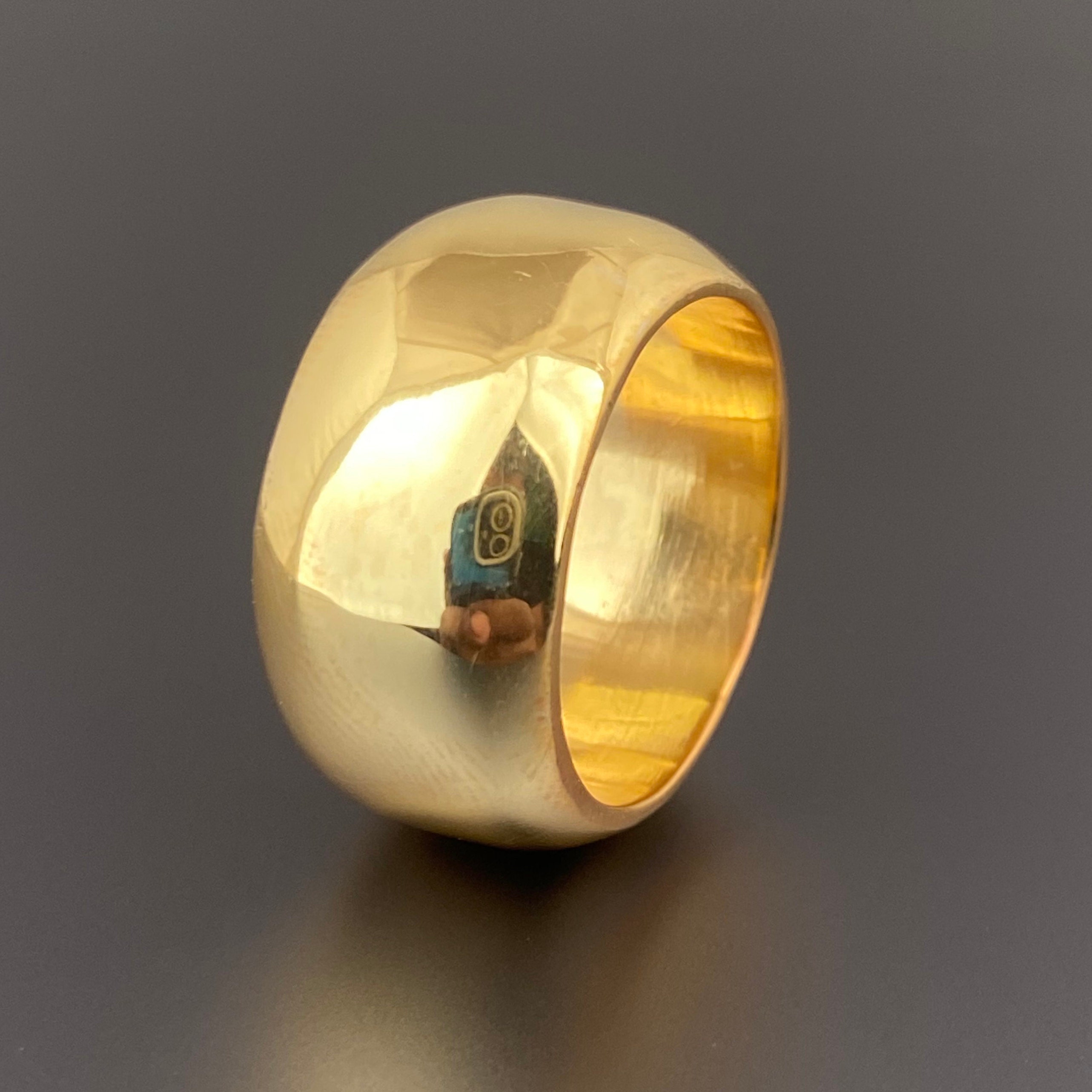 Gold Cigar Minimalist Band Ring 14k Cigar Band Ring Wide Band Gold ...