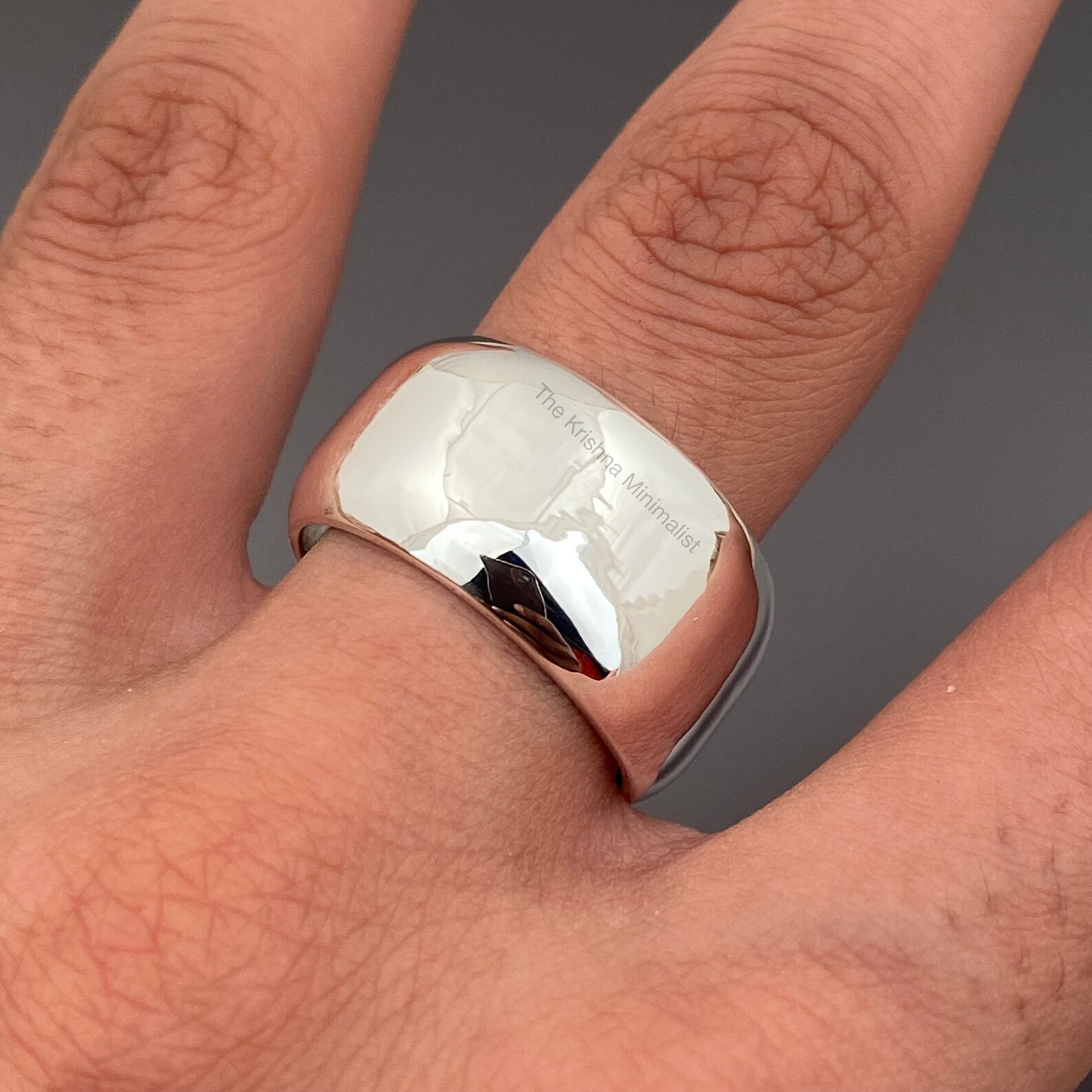 Cigar Thick Band Silver Ring Women Wide Band 925 Sterling - Etsy