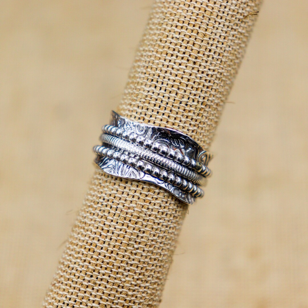 925 Sterling Silver Spinner Ring Boho Anxiety Spinner Band Ring Silver ...