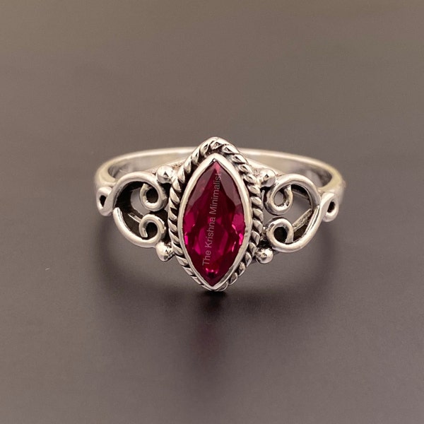 Marquise Ruby Ring - Etsy