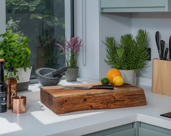 Walnut Live Edge Chopping Block Thick Walnut Waney Edge Chopping Board ...