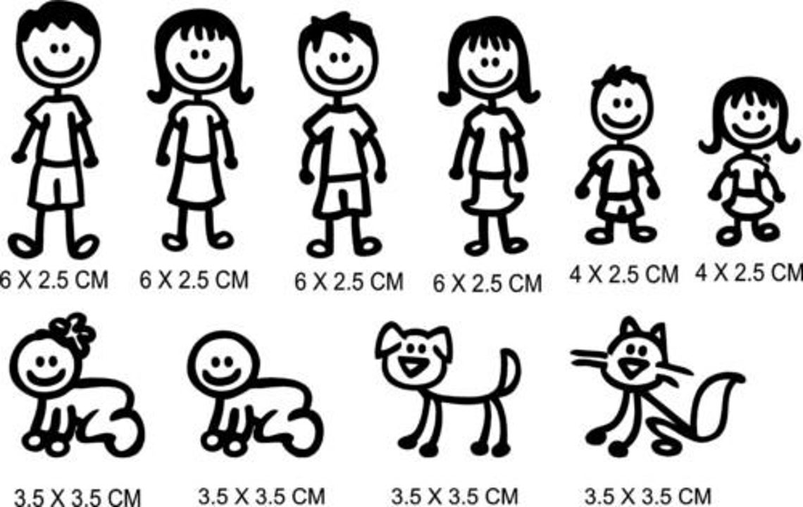 Stick Figure Family Car Decal Sticker | Family Car Decals | Car Decals ...
