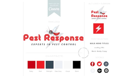 Pest Control Premade Editable Logo Design Canva Logo - Etsy