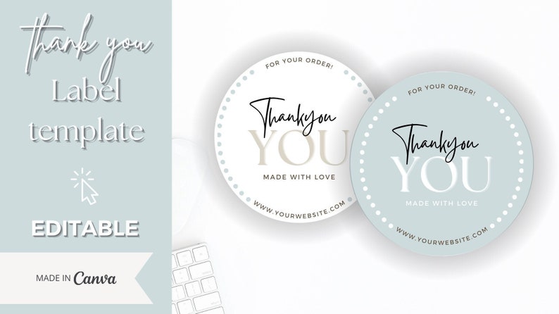 EDITABLE Thank You Sticker Digital Thank You Label Template - Etsy