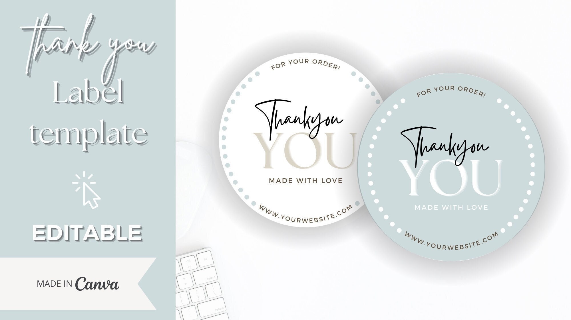 EDITABLE Thank You Sticker, Digital Thank You Label Template, Thank You ...