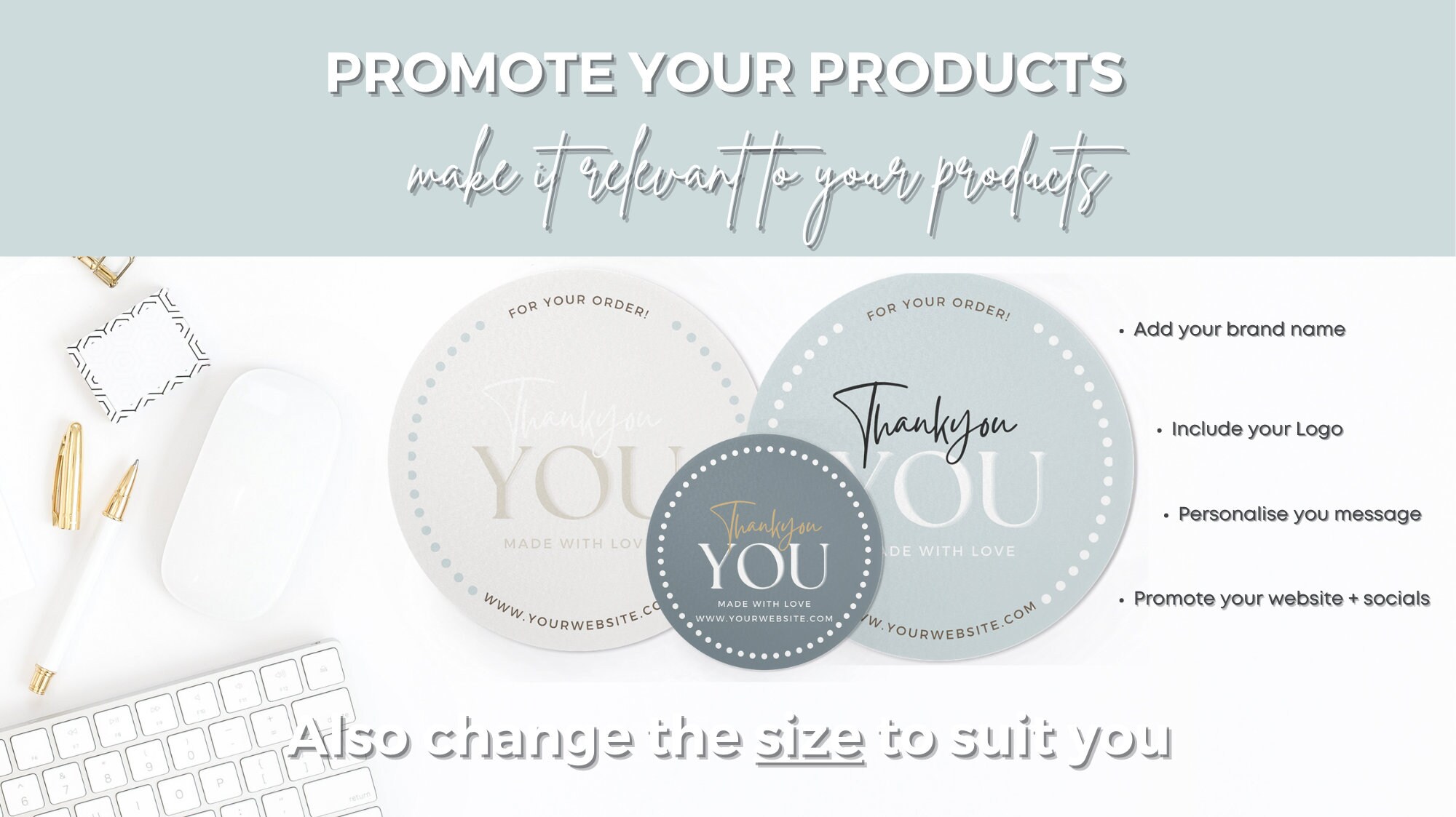 EDITABLE Thank You Sticker, Digital Thank You Label Template, Thank You ...