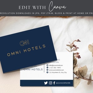 Business Card Editable Template, DIY Edit Luxury Hotel Business Card ...