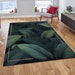 Green and Gold Leaf Patterned Modern Rug, Bedroom Bedside Luxury Rug ...