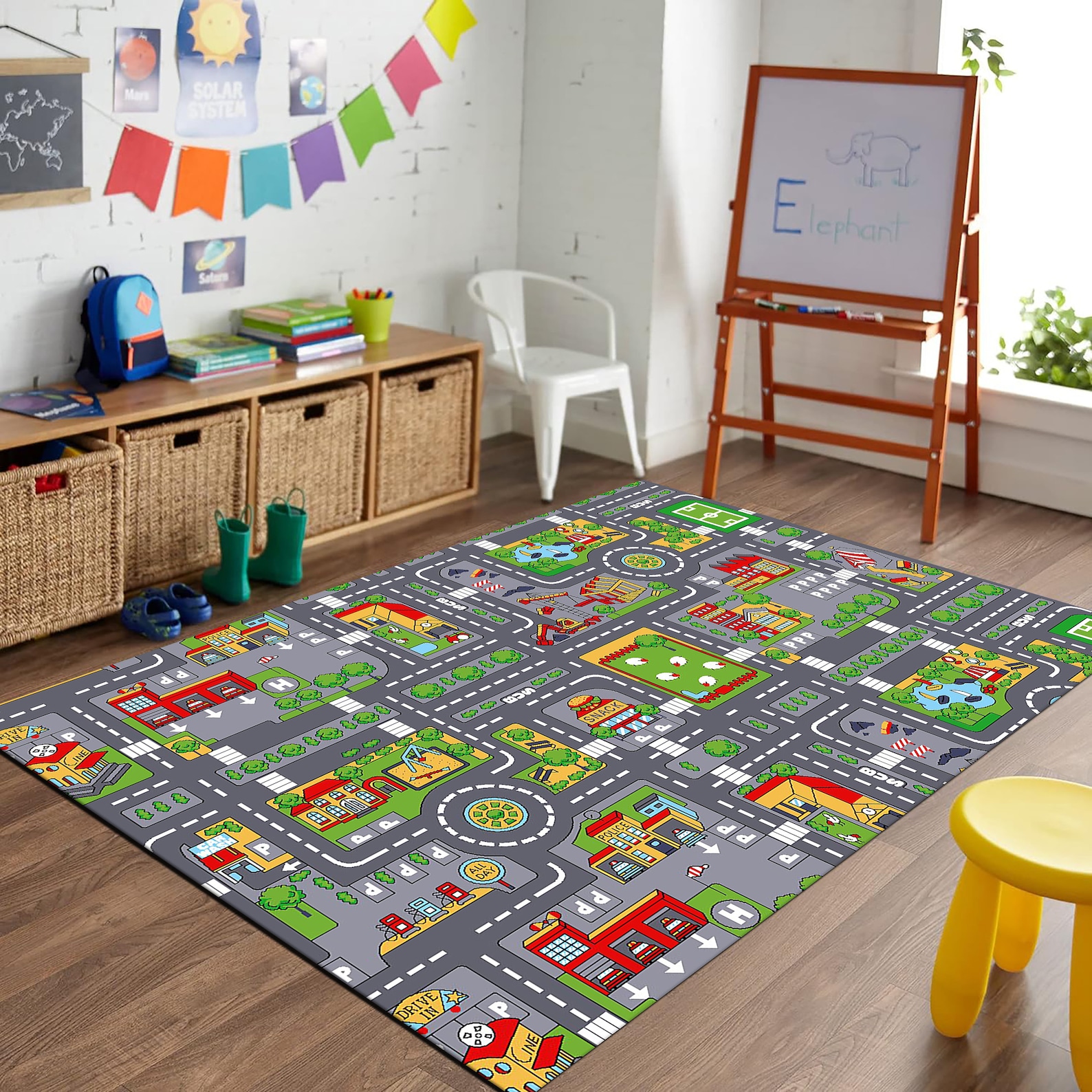 City Map Kids Rug, Traffic Road Play Mat, Nursery Decor - Etsy