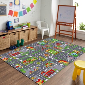 Kid City Map Traffic Rug, City Road Children Friendly Carpet, Traffic ...