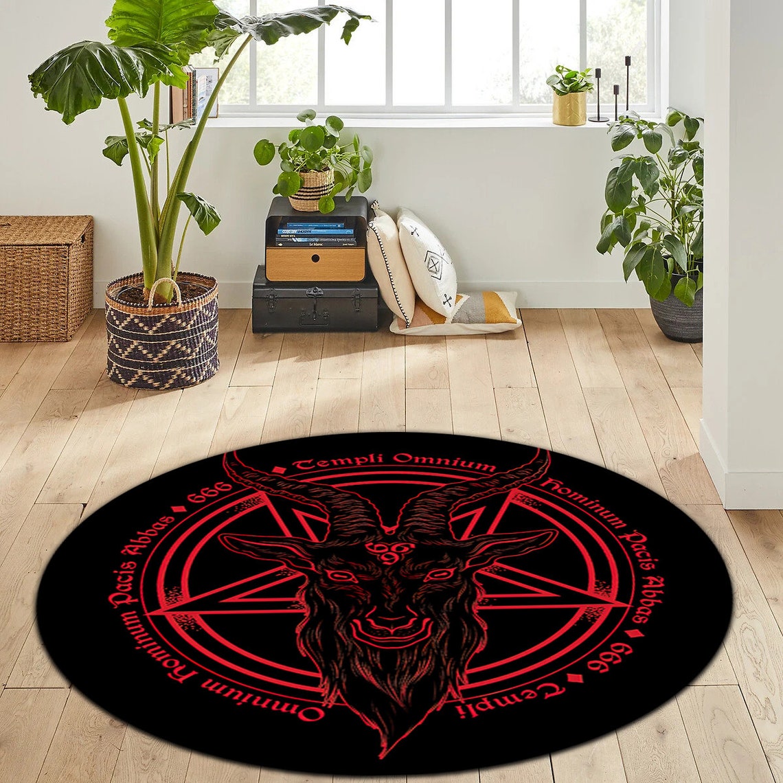 Satanic Pentagram Round Rug, Goatboi Devil Decor - Etsy