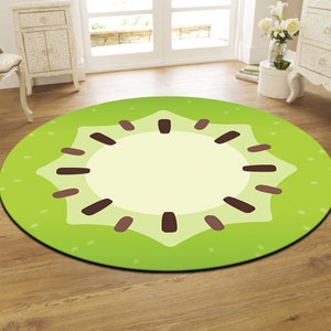 Kiwi Rug, Round Kitchen Carpet, Fruit Decor, Cartoon Themed Children ...