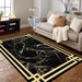 Black and Gold Marble Area Rug, for Living Room, Medusa Carpet, Greek ...
