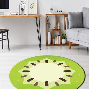 Kiwi Rug, Round Kitchen Carpet, Fruit Decor, Cartoon Themed Children ...