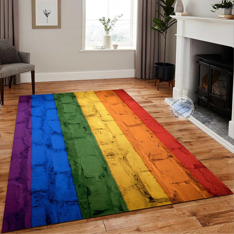 LGBT Pride Rug, Colorful Rug, LGBTQ Gift, Abstract Rug, Rainbow Carpet ...
