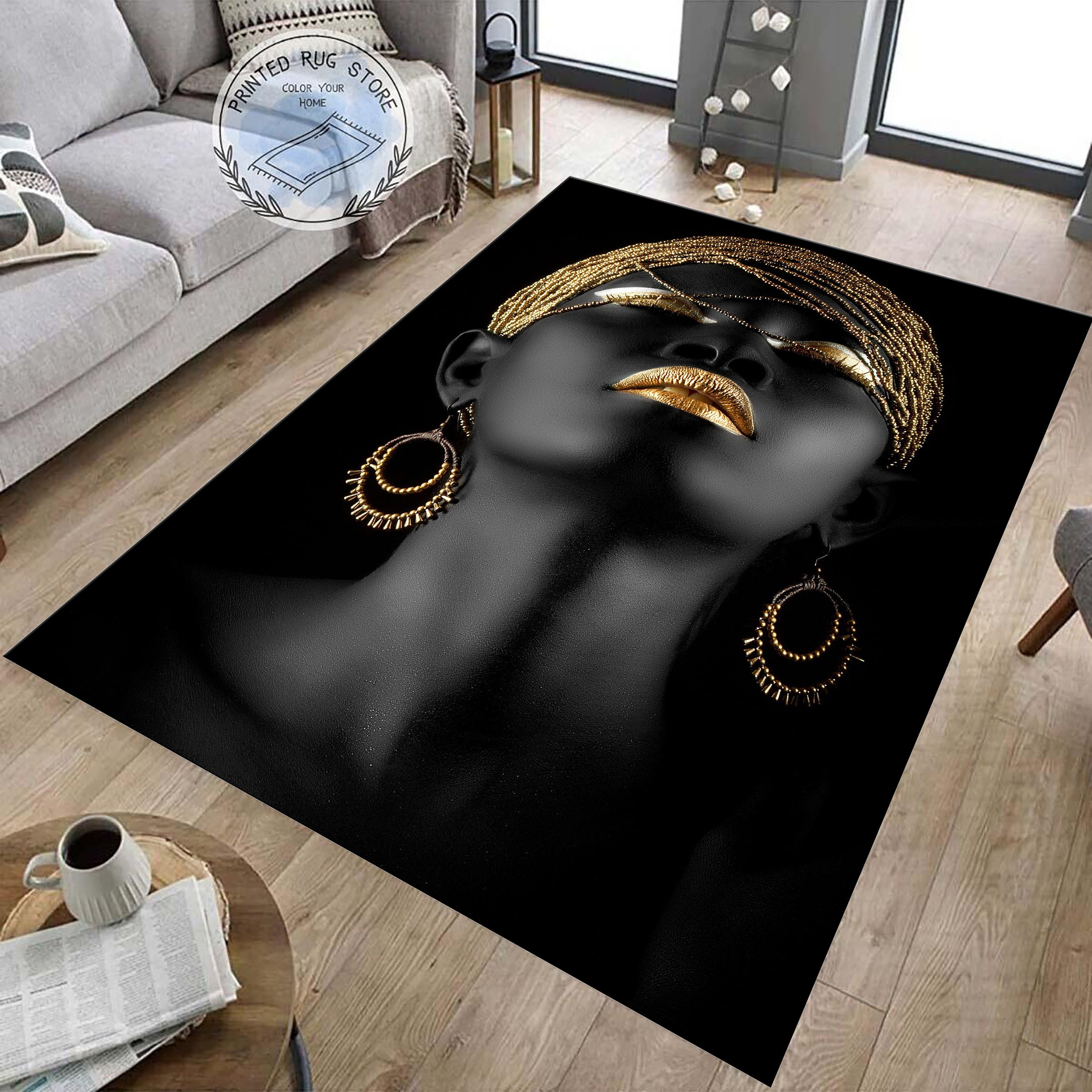 Gold Black Woman Rug Woman Patterned Rug African Women - Etsy