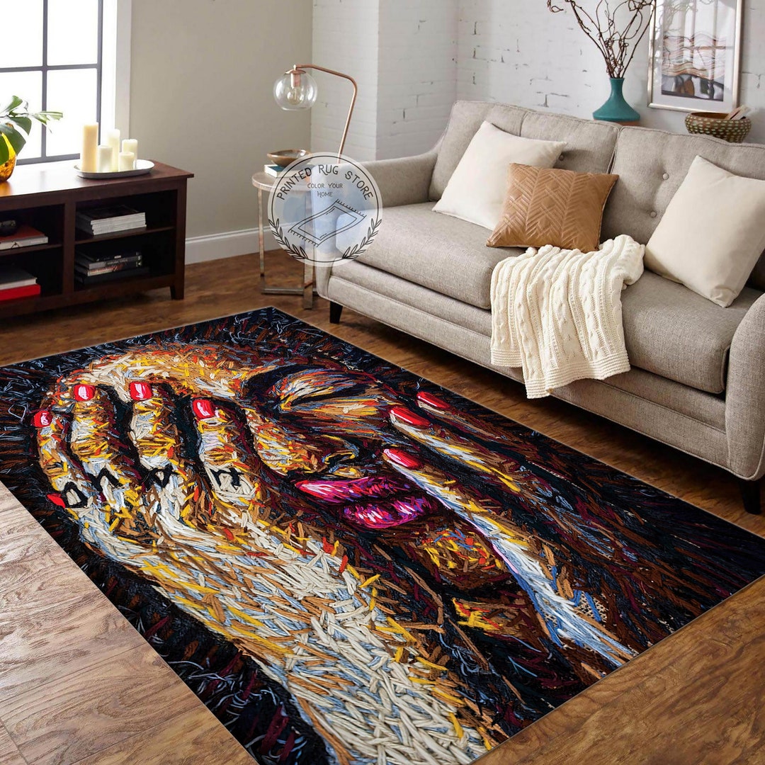 Woman Face Area Rug, Art Rug, Face Art, Abstract Rug, Living Room Rug ...