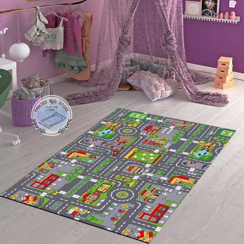City Map Kids Rug, Traffic Road Play Mat, Nursery Decor - Etsy