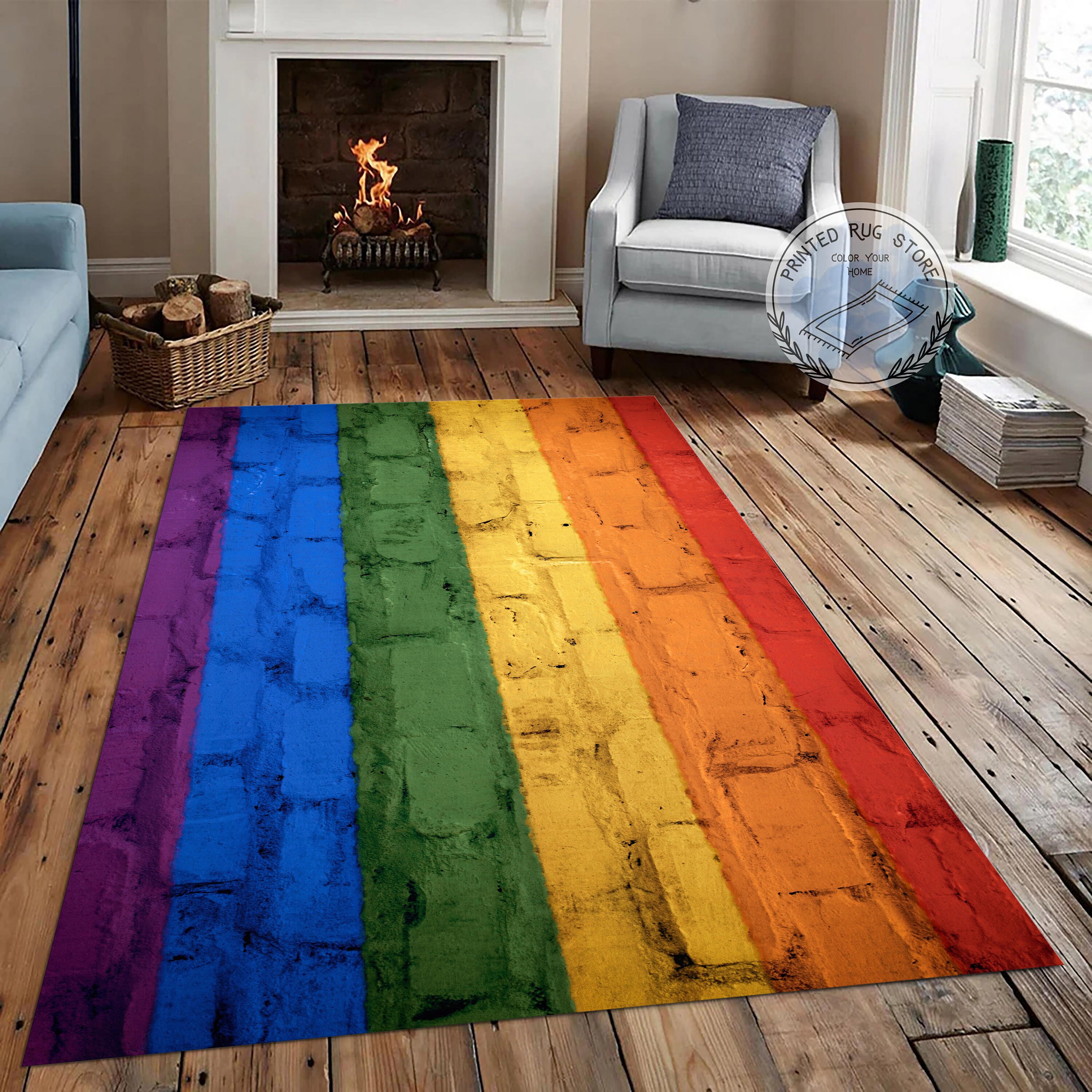 LGBT Pride Rug, Colorful Rug, LGBTQ Gift, Abstract Rug, Rainbow Carpet ...