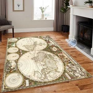 World Map Rug, Modern Retro Rug, Abstract Rug, Non Slip High Quality ...
