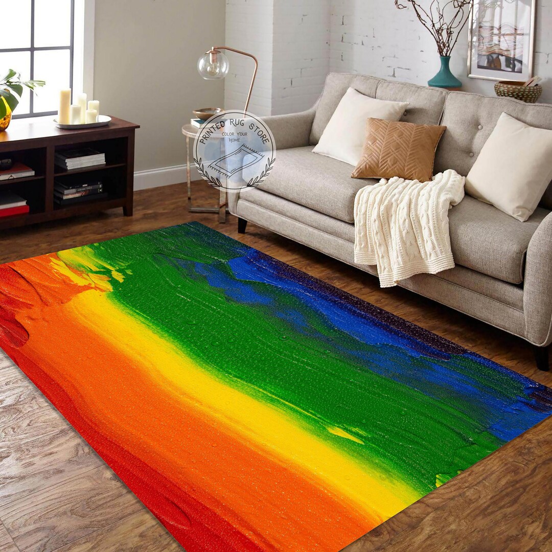 LGBT Pride Rug, Colorful Rainbow Rug, LGBTQ Gift, Abstract Rug, Rainbow ...