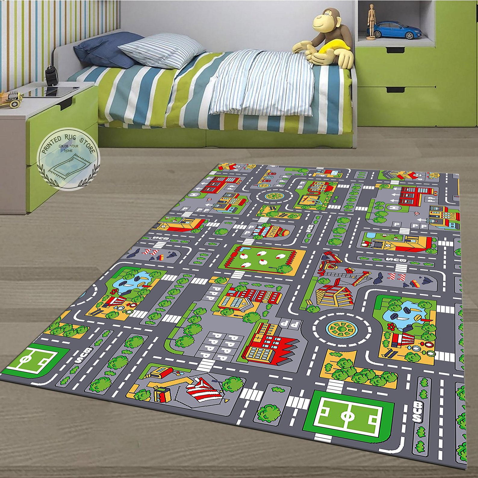 City Map Kids Rug, Traffic Road Play Mat, Nursery Decor - Etsy