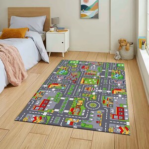 Kid City Map Traffic Rug, City Road Children Friendly Carpet, Traffic ...