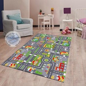 Kid City Map Traffic Rug, City Road Children Friendly Carpet, Traffic ...