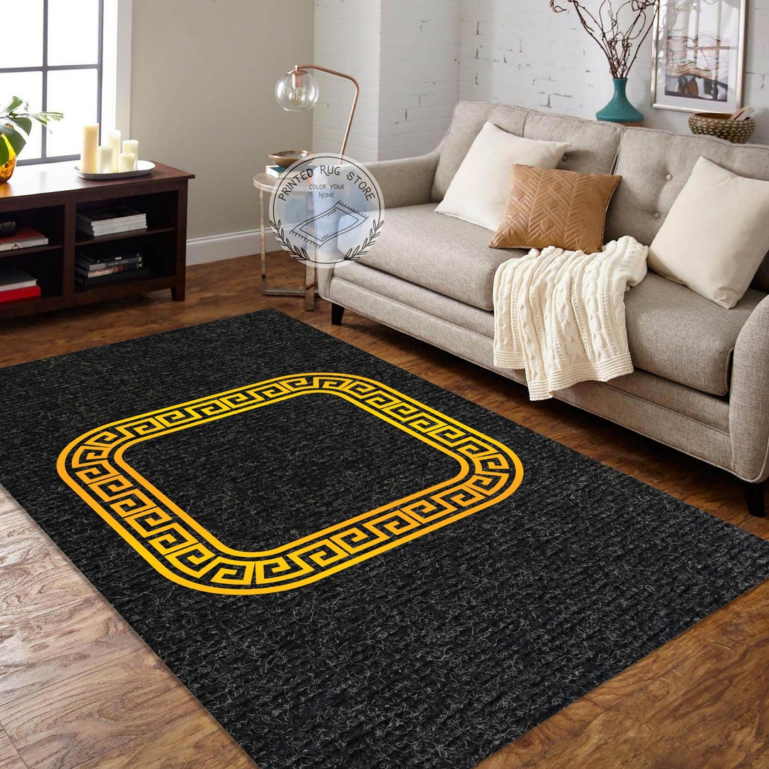 Gray and Gold Ancient Greek Wave Rug Greek Mythology Modern - Etsy