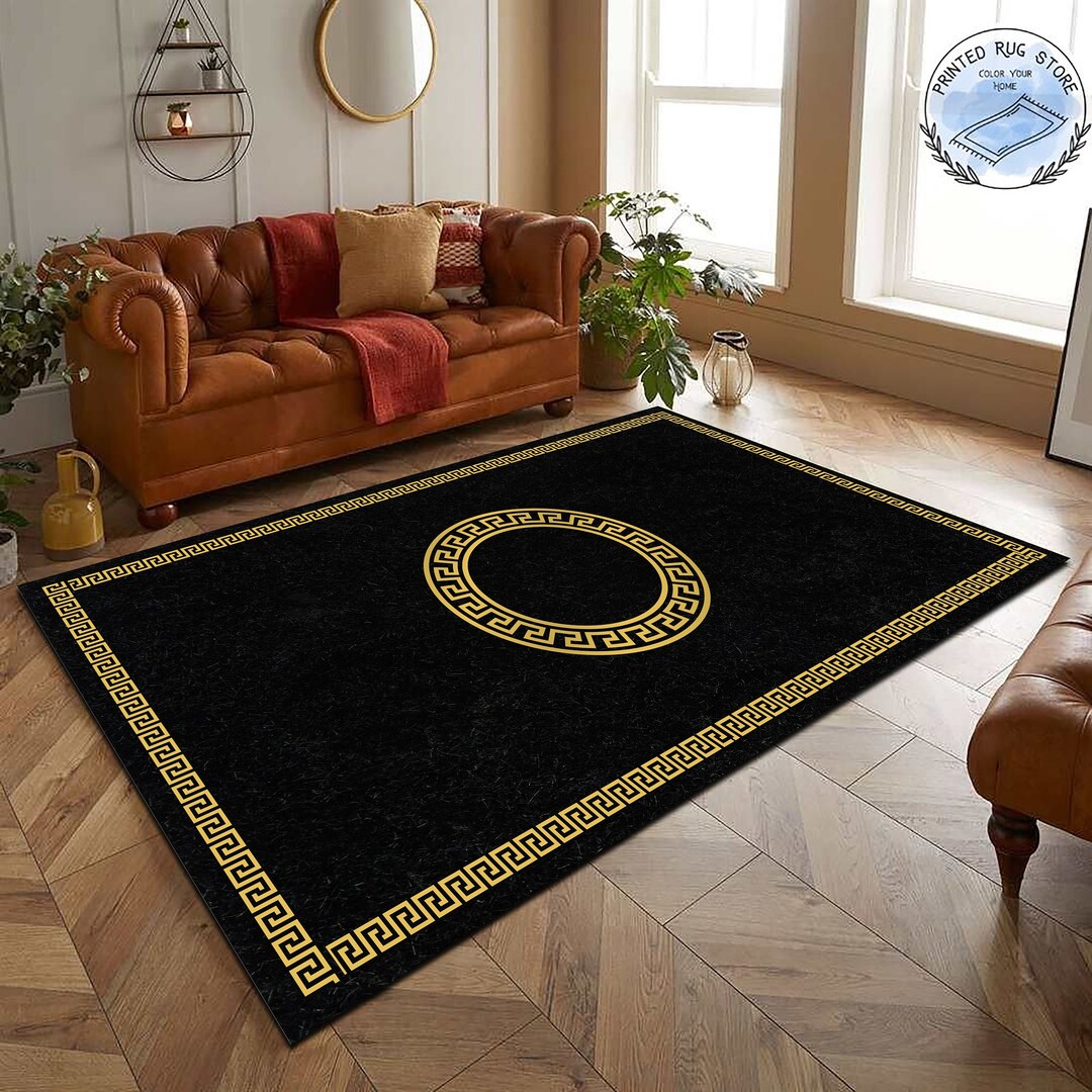 Black and Gold Ancient Greek Wave Rug Greek Mythology Modern - Etsy