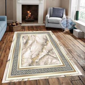 Beige and Gold Ancient Greek Wave Rug Greek Mythology Modern - Etsy