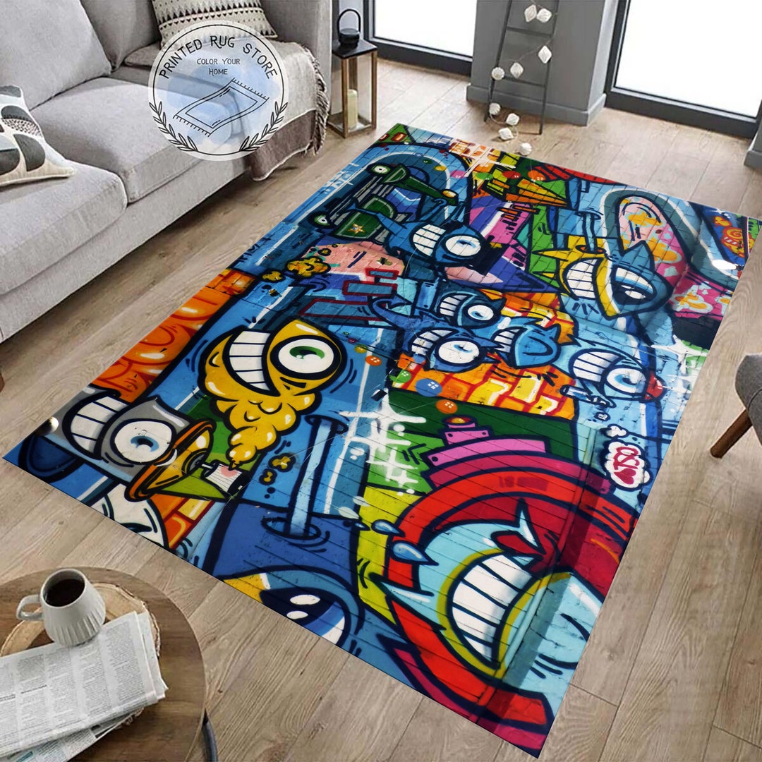 Graffiti Rug, Graffiti Patterned Rug, Colorful Rug, Abstract Art Rugs ...