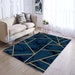 Blue and Gold Marble Textured Rug, Marble Design Modern Rug, Home Decor ...