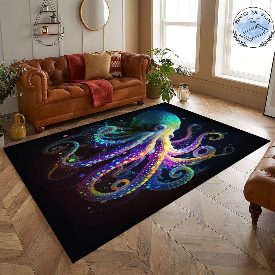 Octopus Rug for Living Room Bedroom Beach House Decor Carpet ...