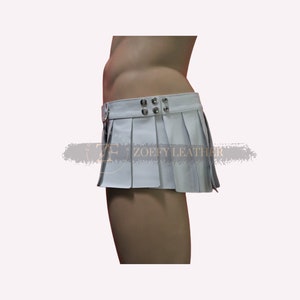 Genuine Leather Mens Kilt,handmade Leather Mini White Kilt, Warrior ...