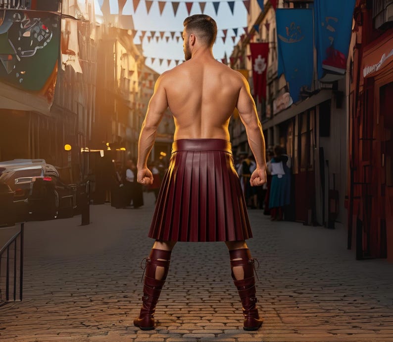 Genuine Maroon Leather Kilt | Gothic Steampunk Viking Fashion - Etsy