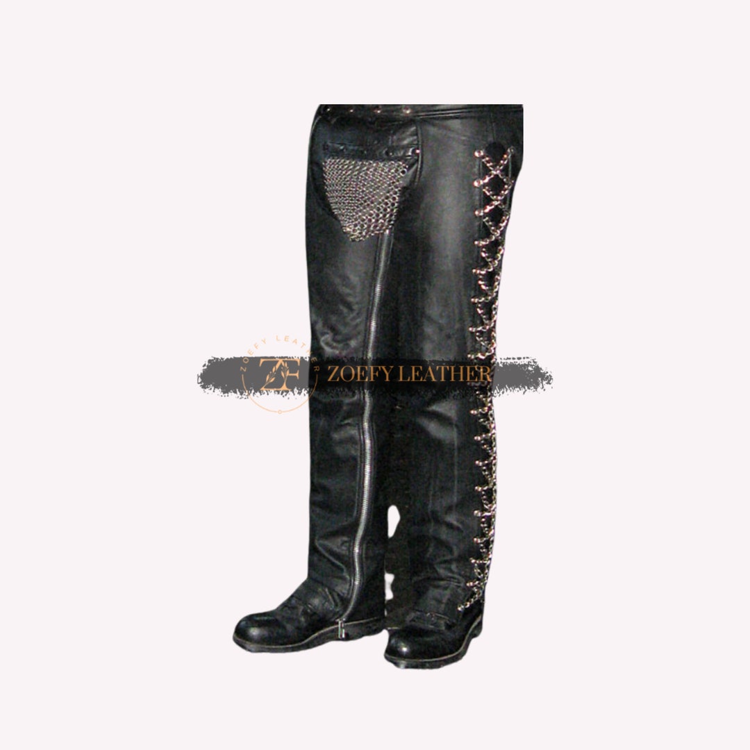 Genuine Leather Biker Racer Chaps,handmade Men's Leather Chaps, Genuine ...
