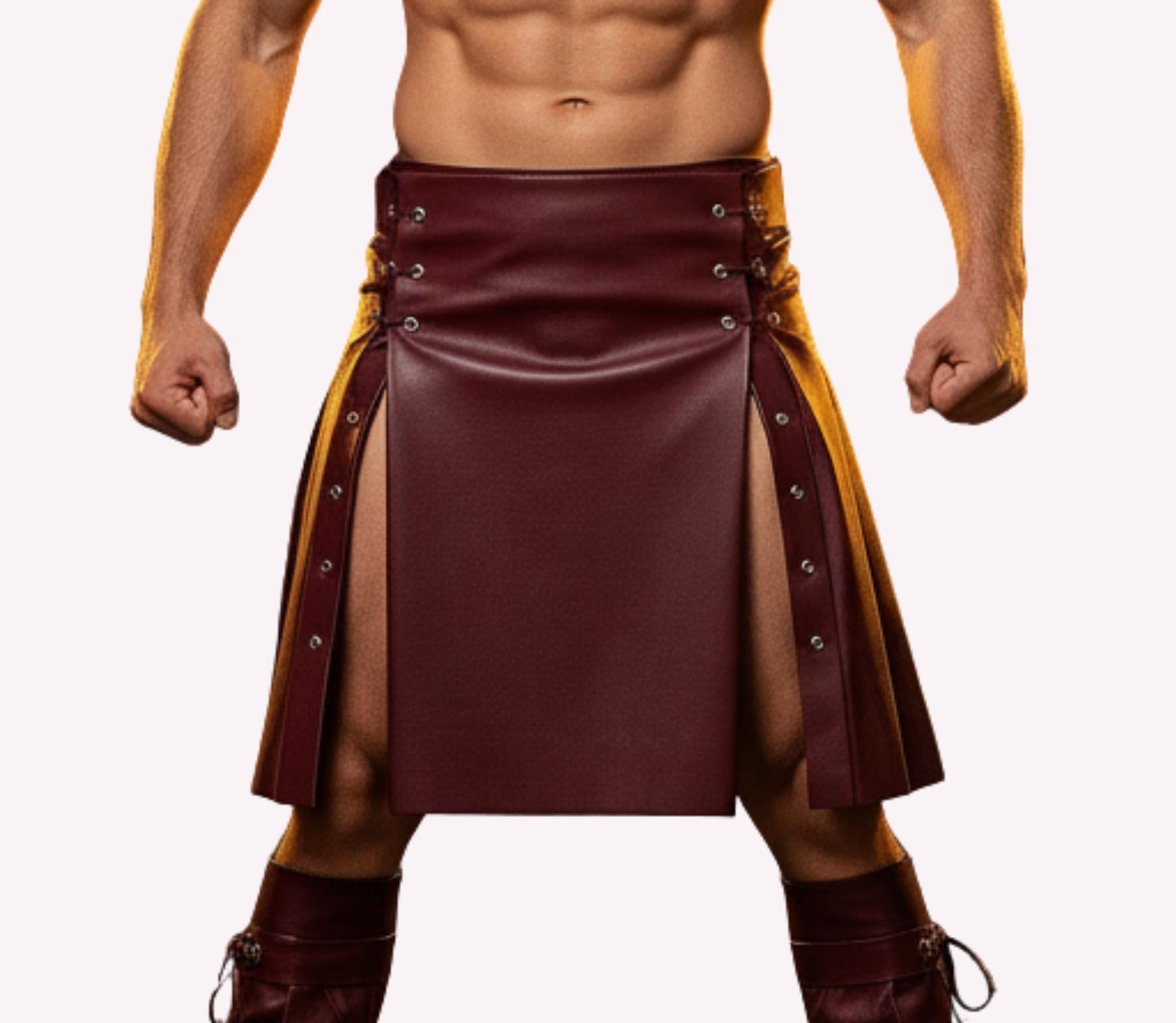 Genuine Maroon Leather Kilt | Gothic Steampunk Viking Fashion - Etsy