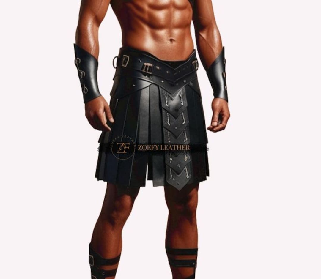 Handmade Black Leather Kilt: Gothic Gladiator Cosplay - Etsy