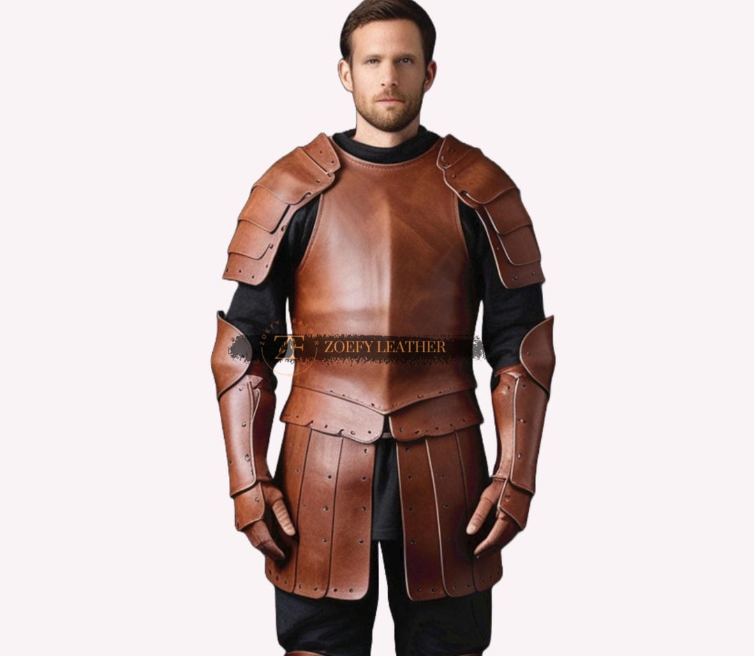 Genuine Leather Men Warrior Armor-handmade Brown Leather Cosplay Armor ...