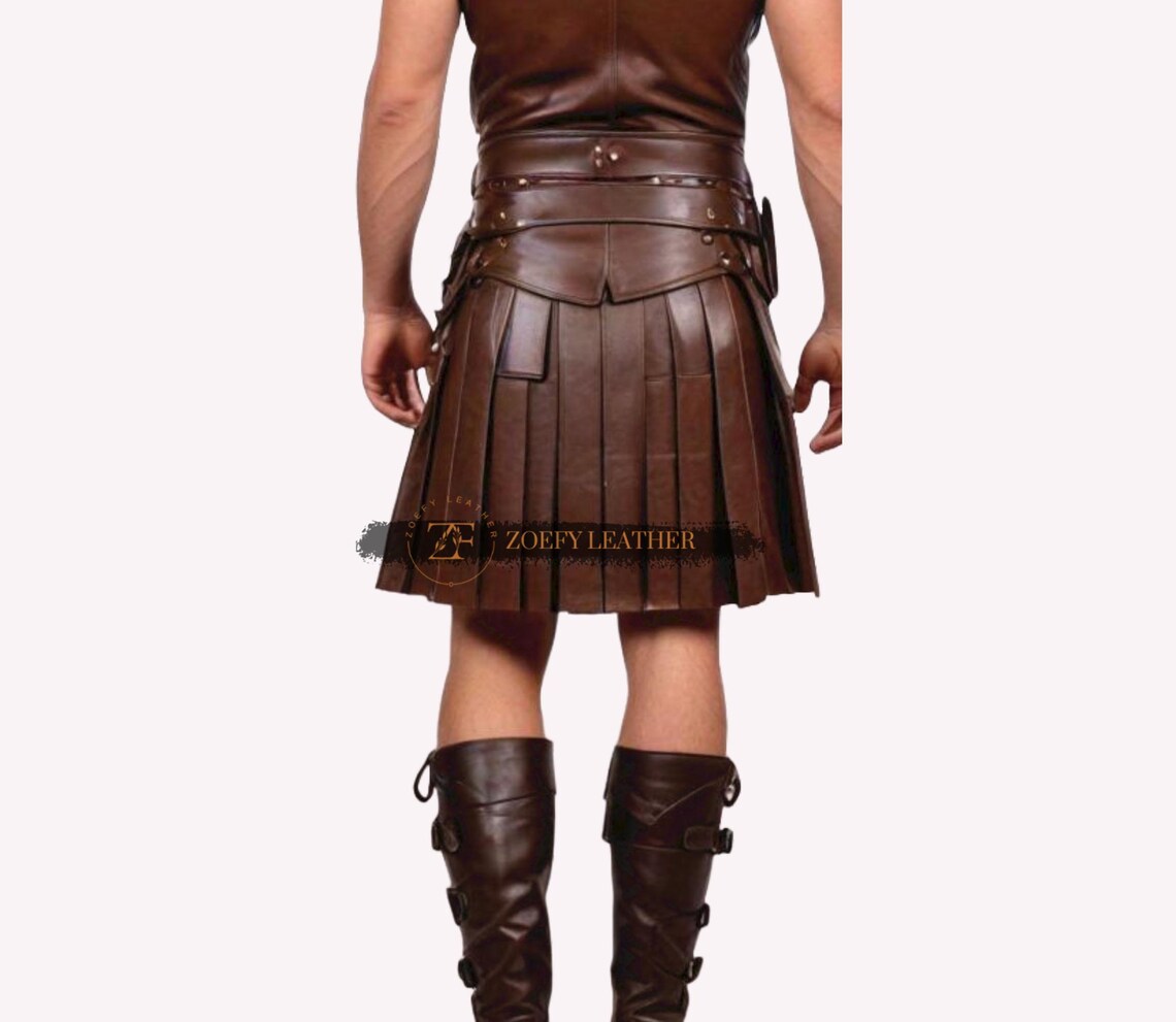 Handmade Brown Leather Kilt: Classic Gladiator Cosplay - Etsy