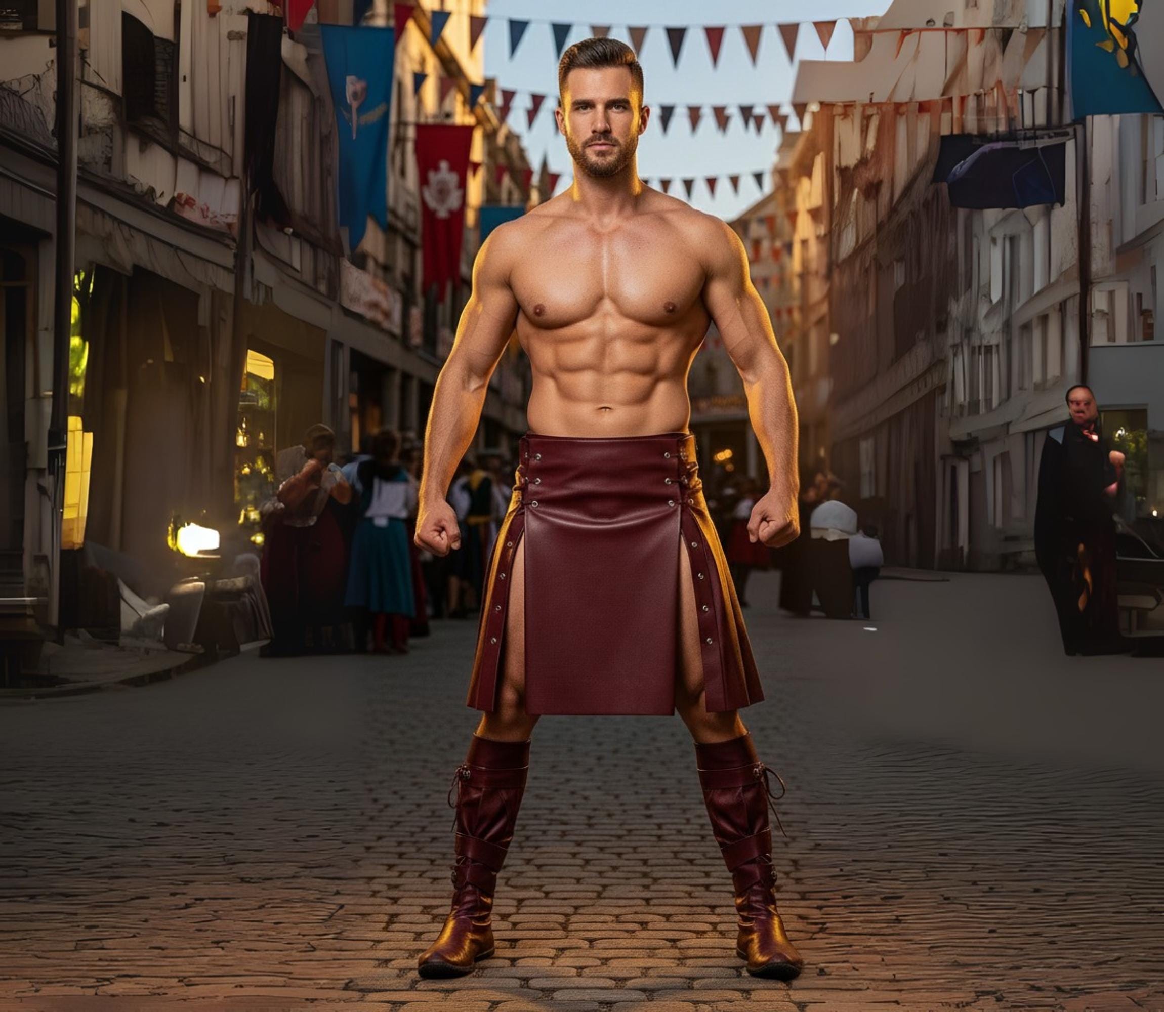 Genuine Maroon Leather Kilt | Gothic Steampunk Viking Fashion - Etsy