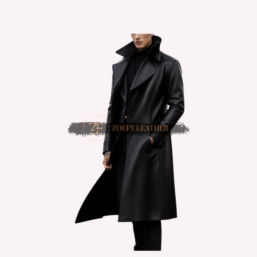 Genuine Leather Men Long Duster Coat,handmade Leather Soft Winter Coat ...