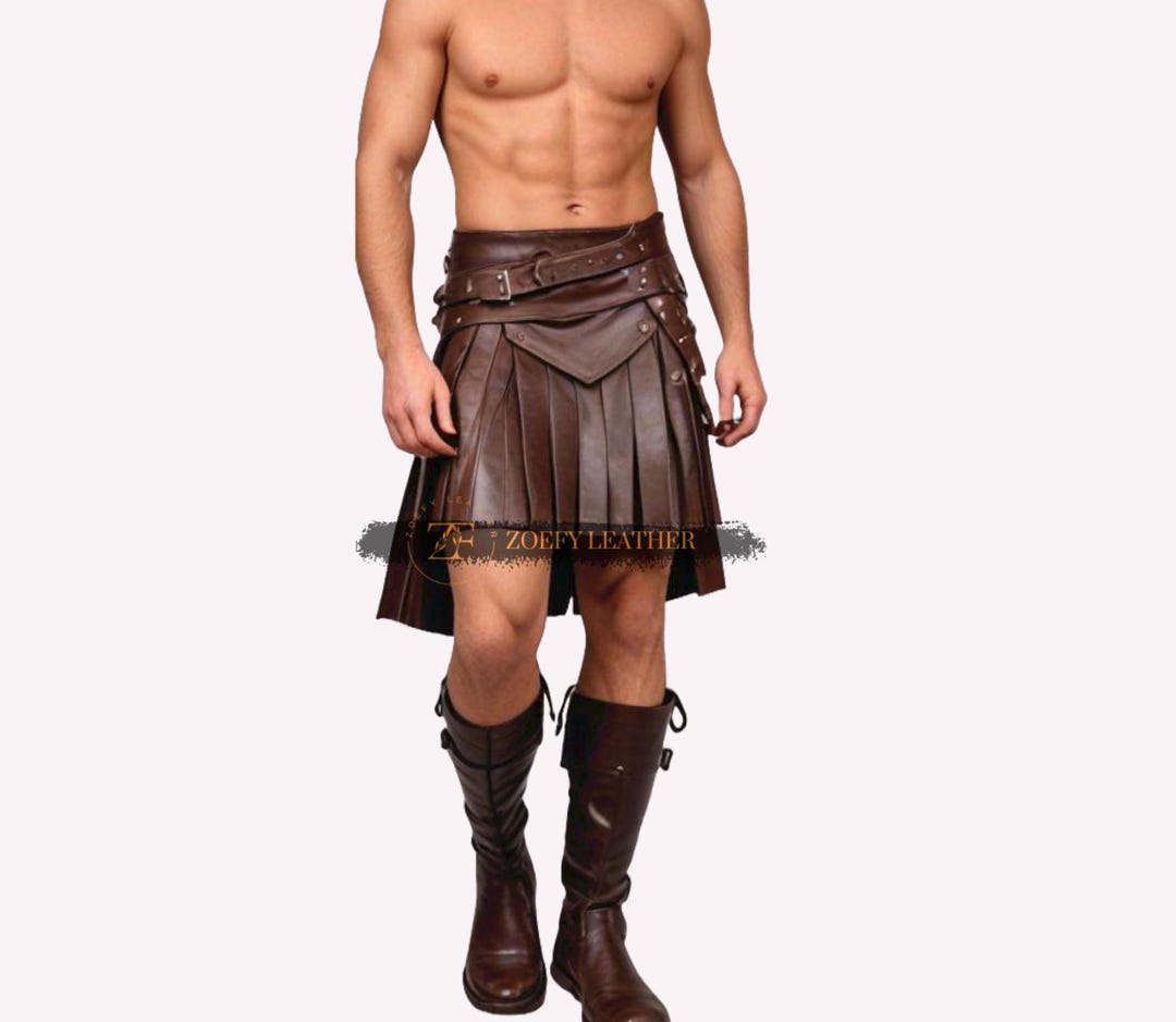 Handmade Brown Leather Kilt: Classic Gladiator Cosplay - Etsy