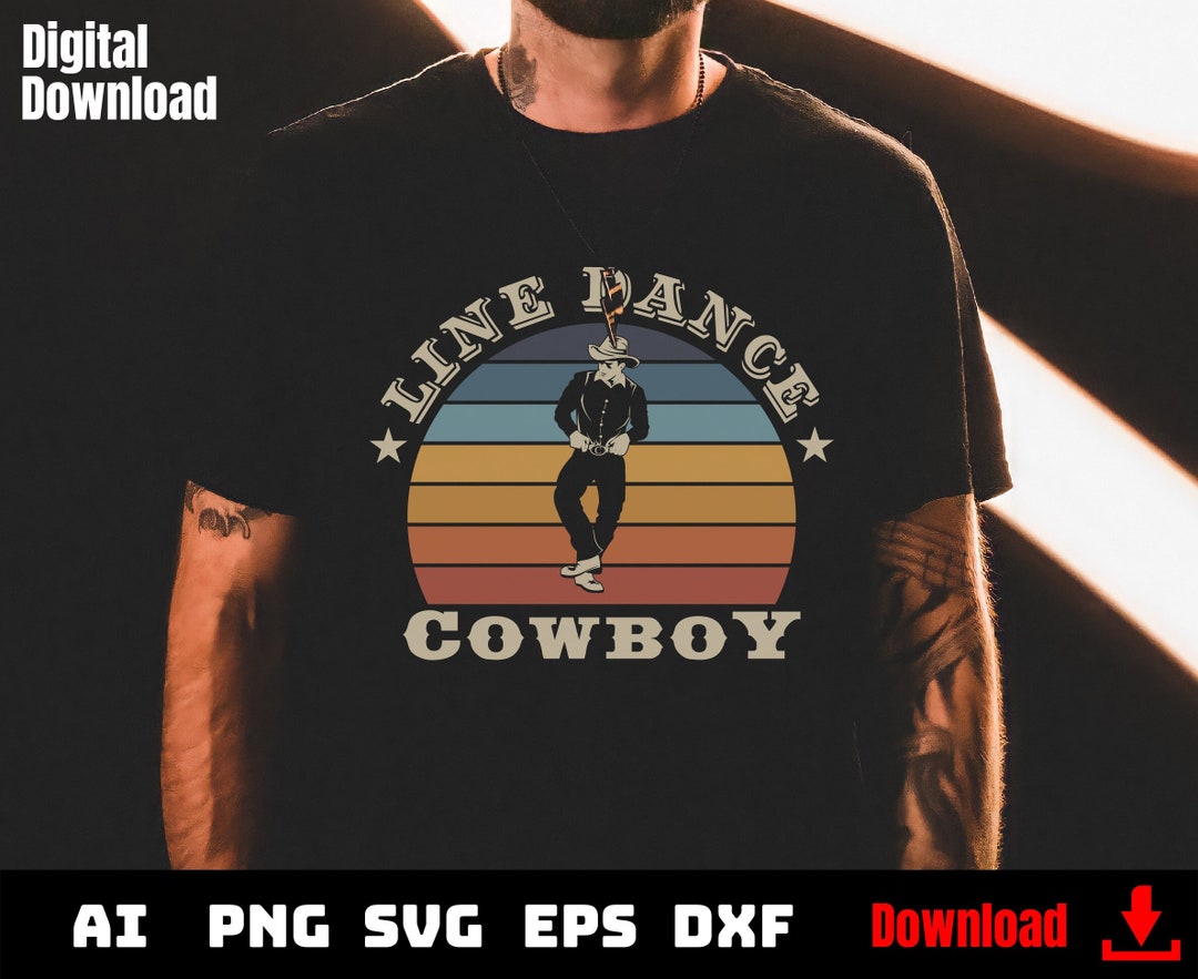 Cowboy Line Dance Svg File Cowboy Line Dancing Clipart Retro - Etsy