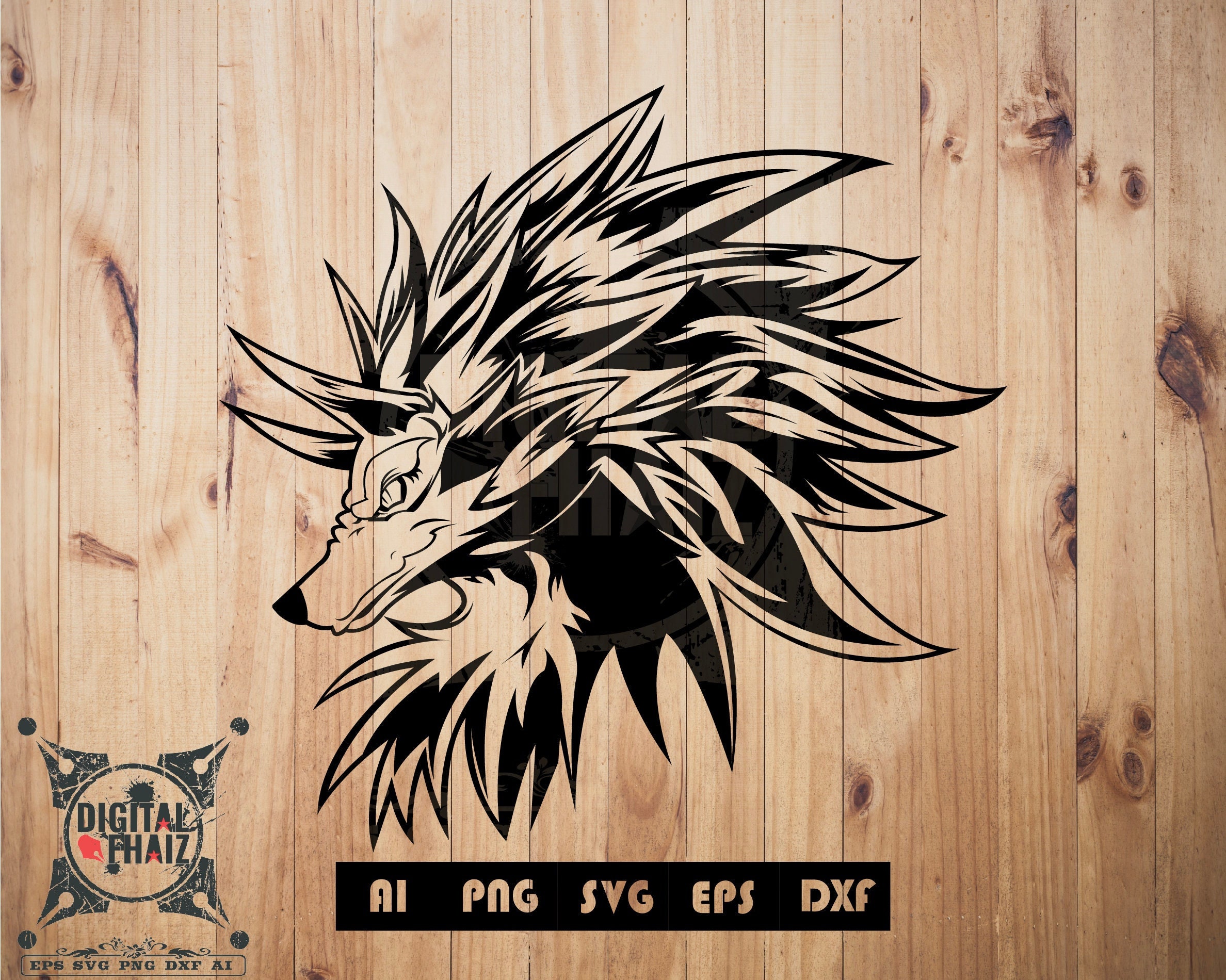 Wolf Svg File Spiky Wolf Head Digital Prints Instant - Etsy