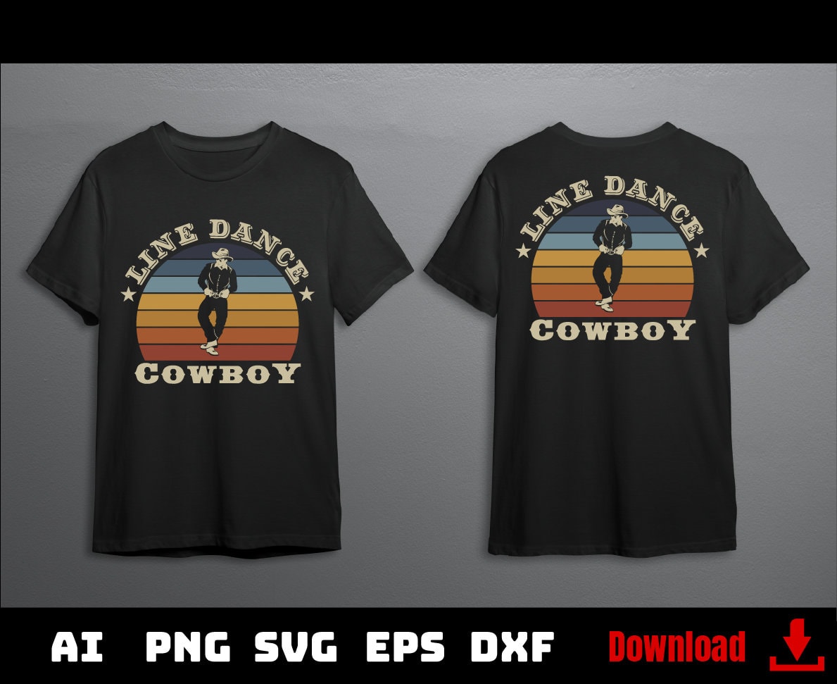 Cowboy Line Dance Svg File Cowboy Line Dancing Clipart Retro - Etsy