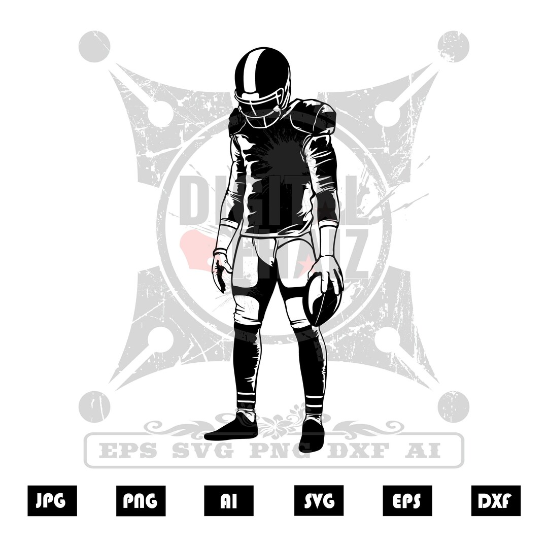 Football Svg File Detailed Football Player Illustration - Etsy